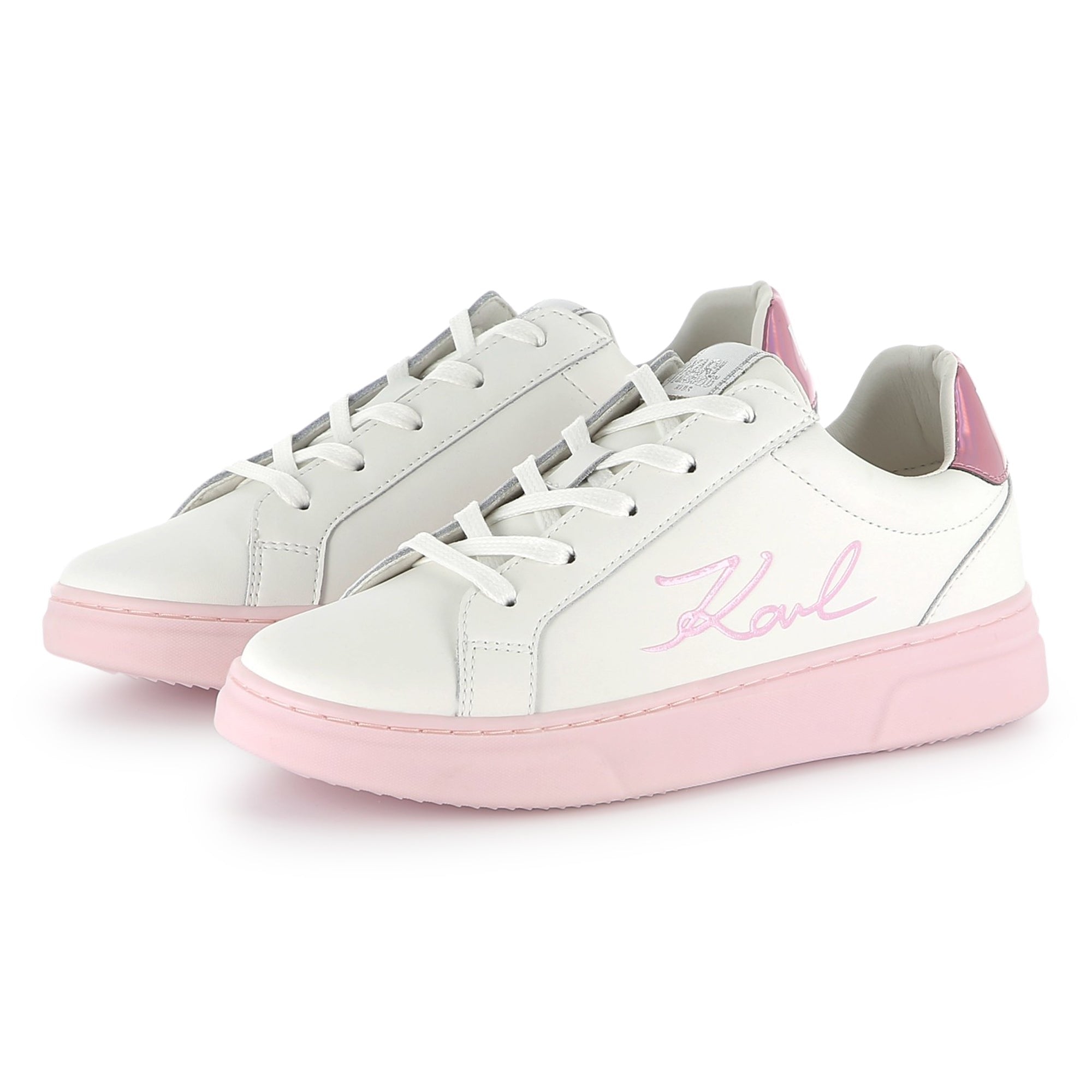 Karl Lagerfeld White Girls Cursive Logo Sneakers – Hal Shoes New Jersey